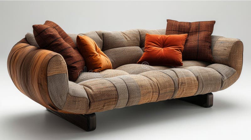 Designer Sofa Stands on a White Isolated Background . Sofa Made of Wood ...