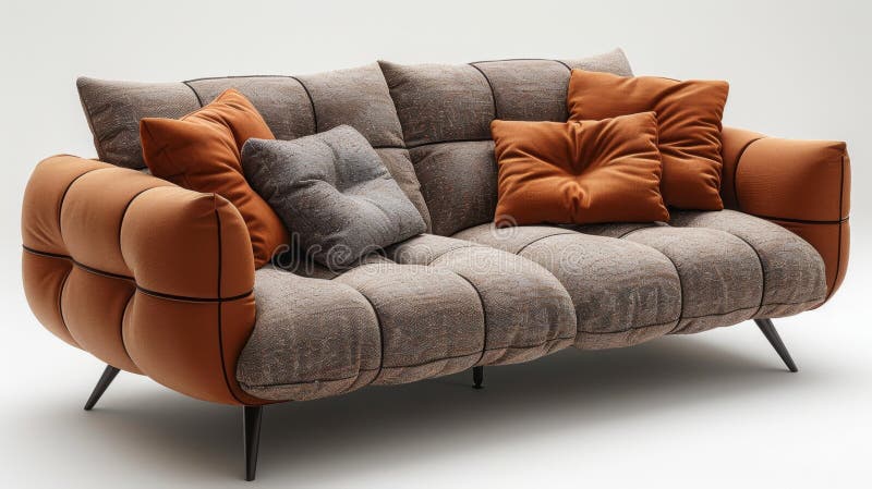 Designer Sofa Stands on a White Isolated Background . Sofa Made of Wood ...