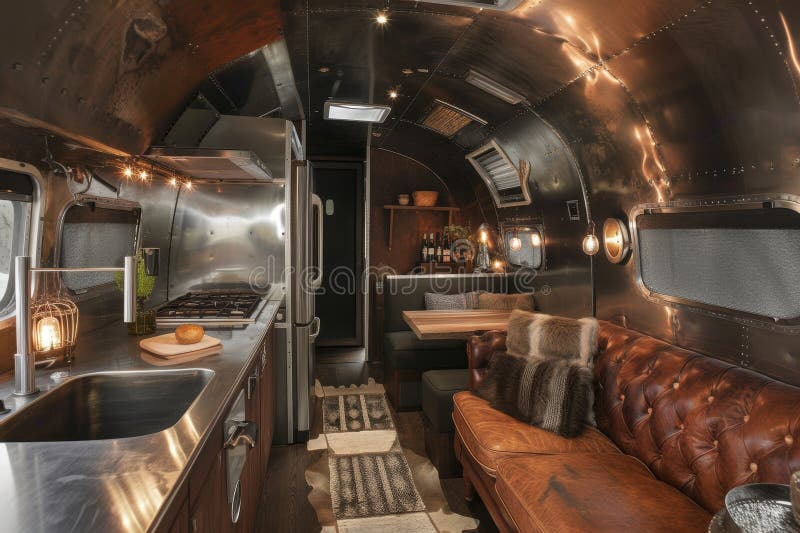 A Designer Steel Interior Inside a Mobile Home. the Concept of a ...