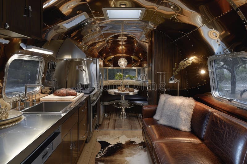 A Designer Steel Interior Inside a Mobile Home. the Concept of a ...