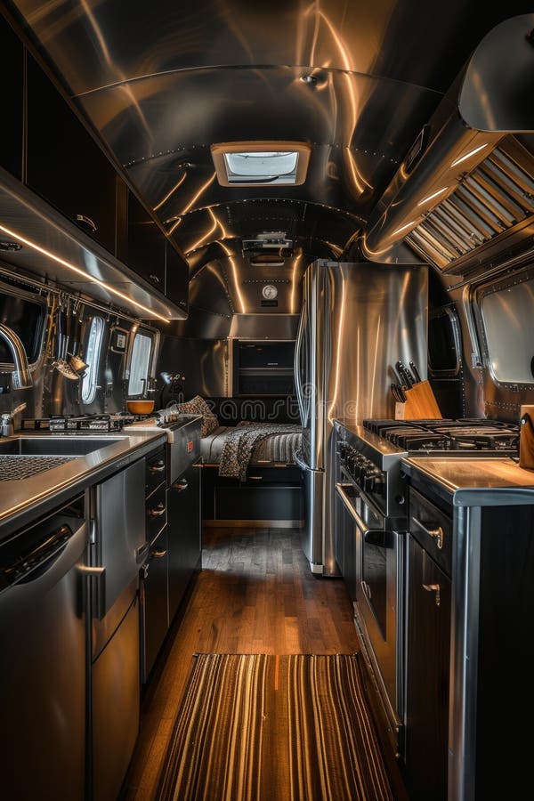 A Designer Steel Interior Inside a Mobile Home. the Concept of a ...