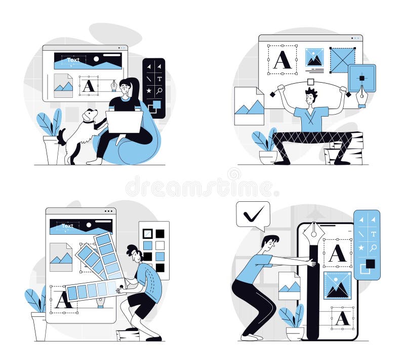 Designer Studio Flat Concepts Stock Illustration - Illustration of ...