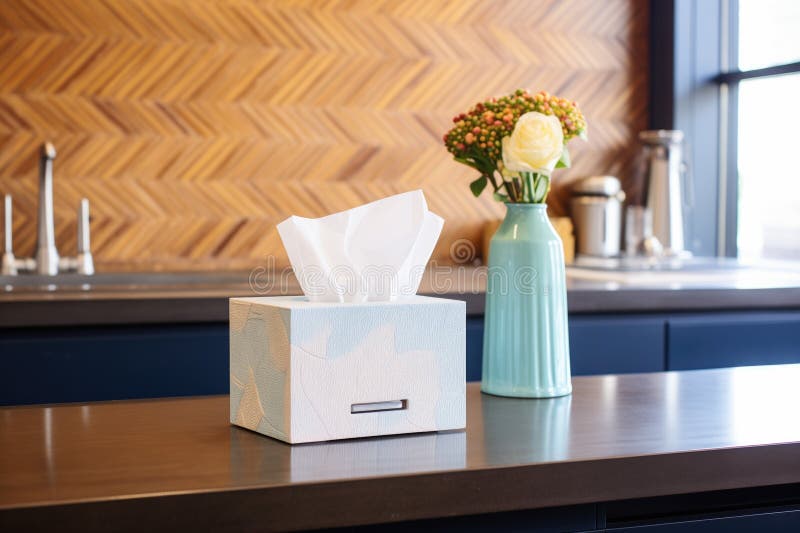 Designer Tissue Box Featured in an Upscale Office Setting Stock ...