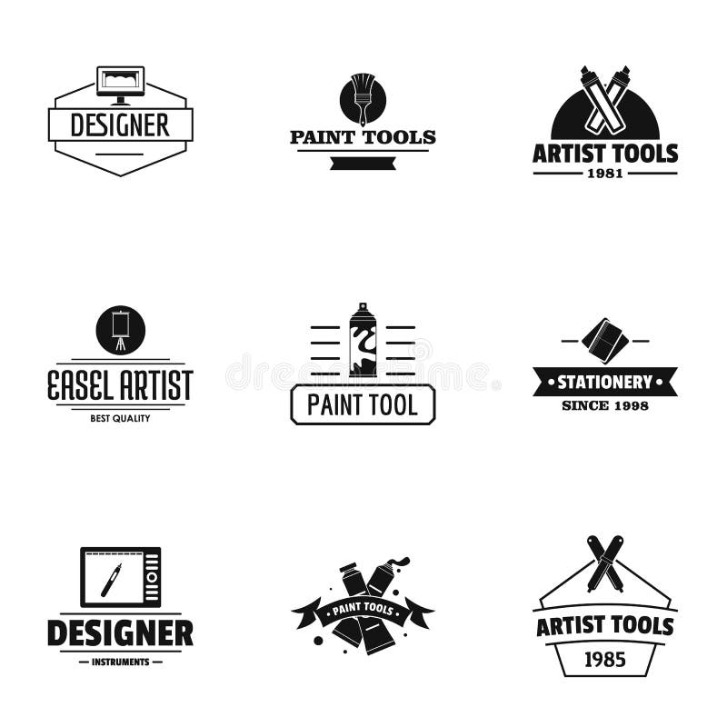 Designer Tool Logo Set, Simple Style Stock Vector - Illustration of ...