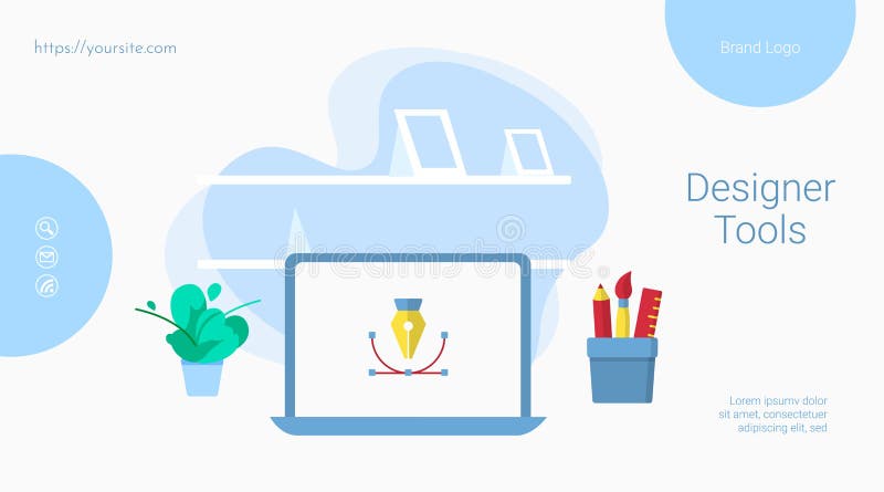Designer Tool Web Banner or Page Flat Template Stock Vector ...