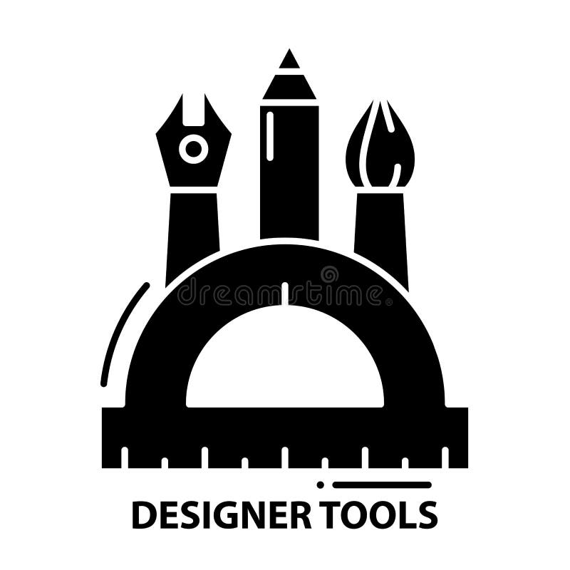 Designer Tools Icon, Black Vector Sign with Editable Strokes, Concept ...