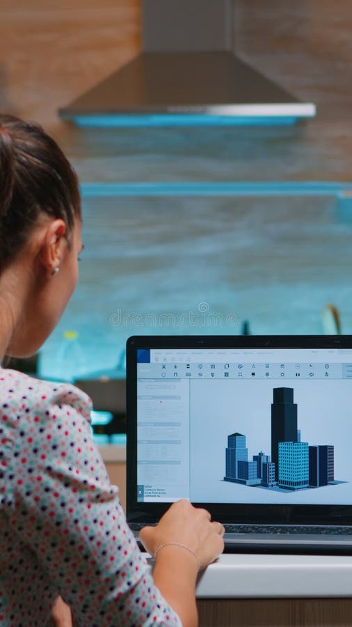 Designer Using Cad Software To Design a 3D Concept of Buildings Stock ...