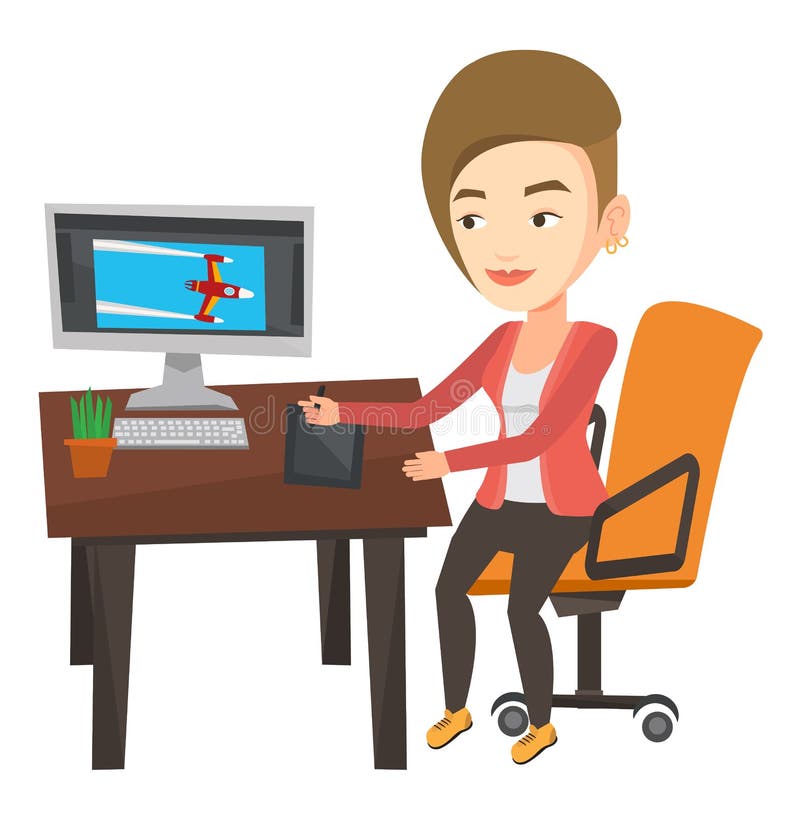 Graphic Artist Using Graphics Tablet Stock Illustrations – 42 Graphic ...