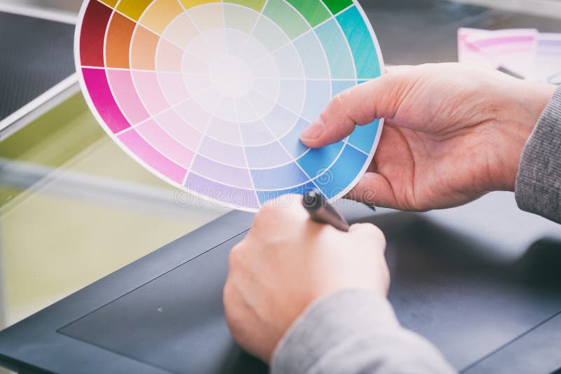 Designer Using Graphics Tablet Stock Photo - Image of monitor, design ...