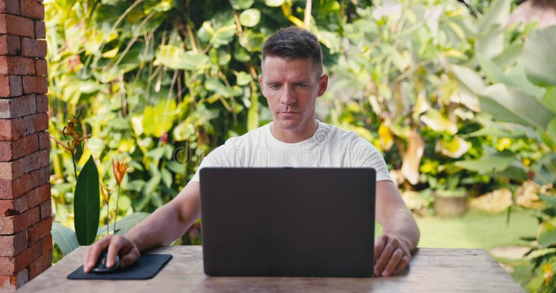 Designer Using Laptop, Freelancer Working on Computer. Serious Man ...