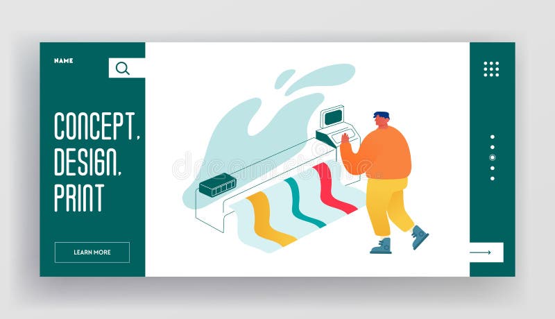 Designer Using Widescreen Offset Printing Machine Website Landing Page ...