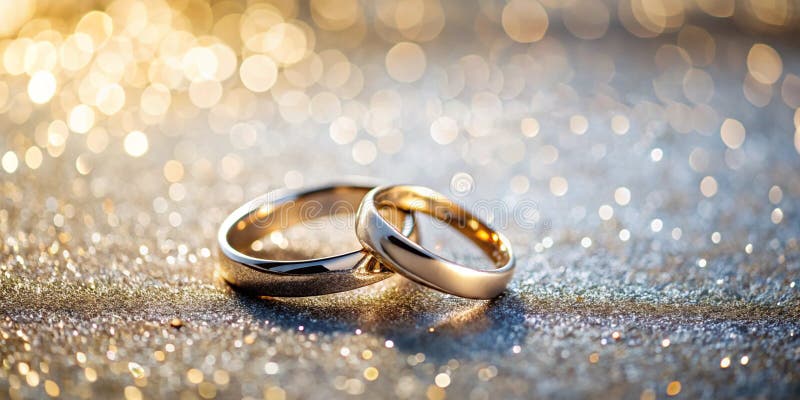 Wedding Rings in the Corner on a Sparkling Glitter Background Stock ...