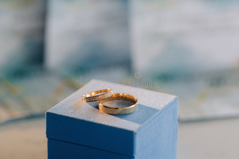 Designer Wedding Rings Lying on the Surface. Two Wedding Rings Stock ...
