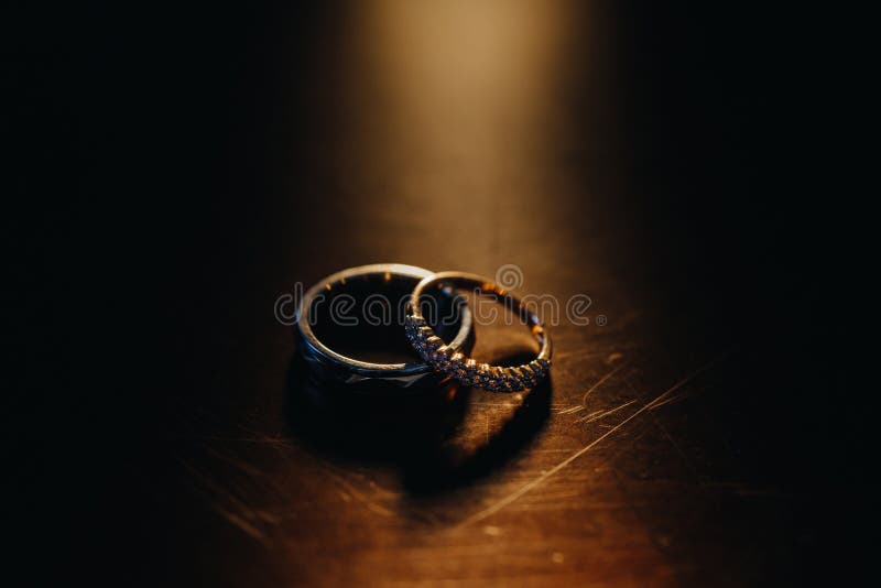 Designer Wedding Rings Lying on the Surface. Two Wedding Rings Stock ...