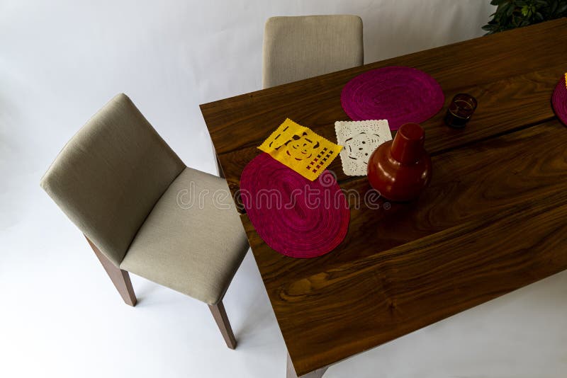 Designer Wood Dining Table, Minimalist and Simple Objects on the Table ...