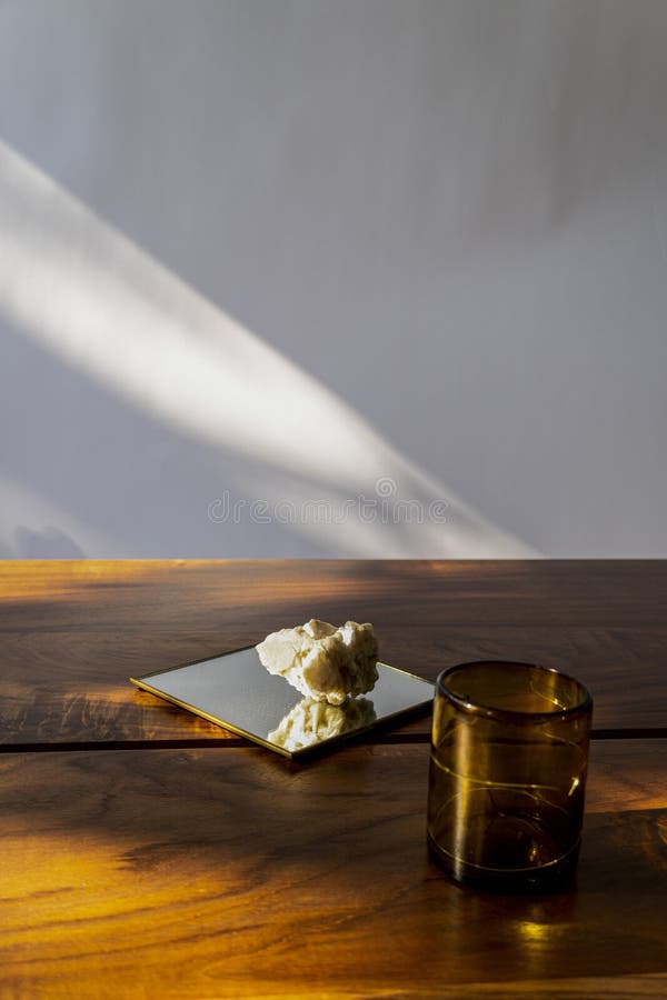 Designer Wood Dining Table, Minimalist and Simple Objects on the Table ...