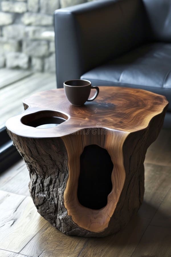A Designer Wooden Table in the Interior of the Room. Modern Design ...