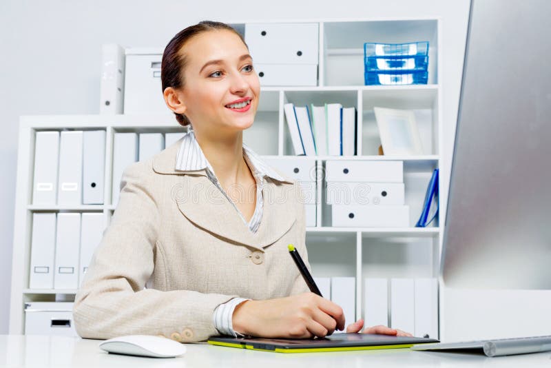 Designer at work stock photo. Image of graphic, woman - 54678926