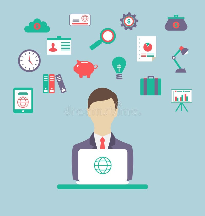 Designer, Work Place, Work Elements, Flat Style Design Stock Vector ...