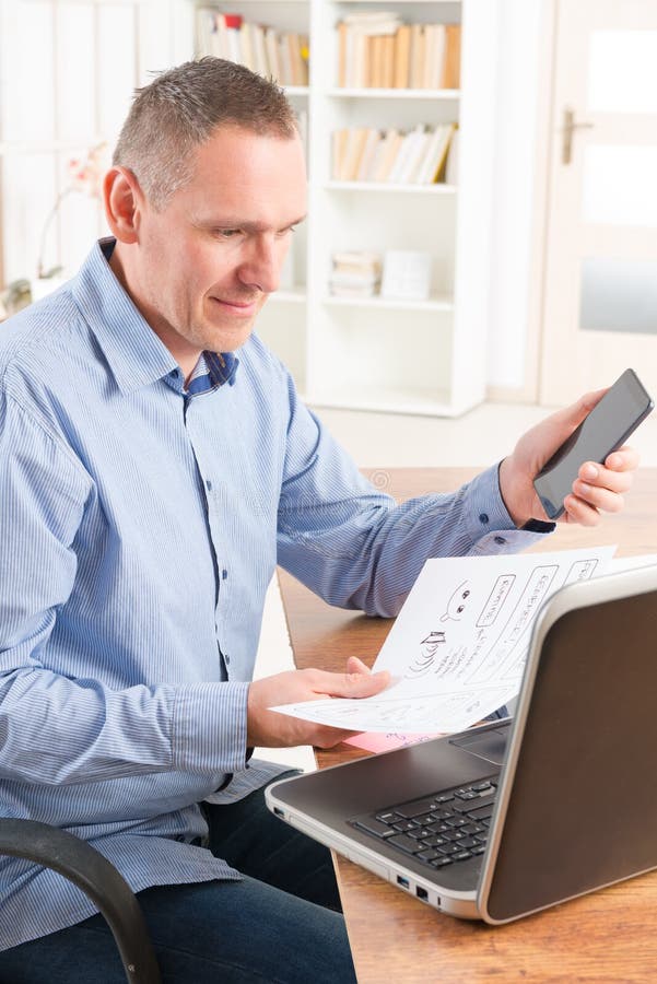 Designer at work stock image. Image of media, design - 61361259