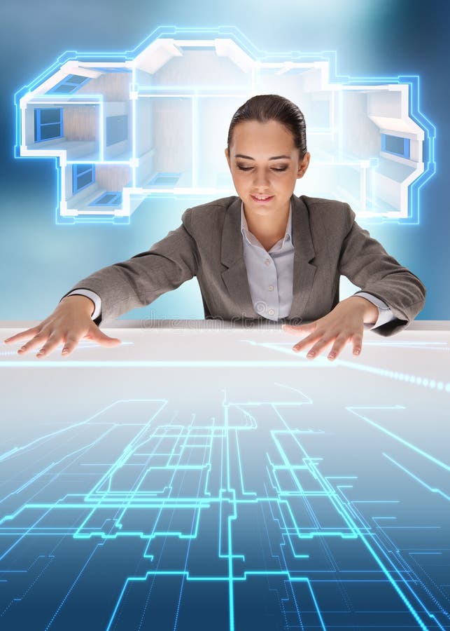 The Designer Working on 3d Futuristic Apartment Design Stock ...