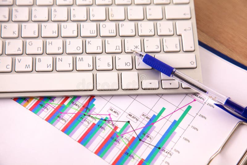 Designer Working Desk with a Computer and Paperwork Stock Image - Image ...