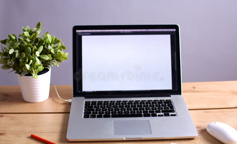 Designer Working Desk with Computer and Paperwork Stock Image - Image ...
