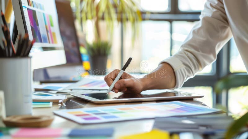 The Designer Using a Tablet.AI Generated Image Stock Illustration ...