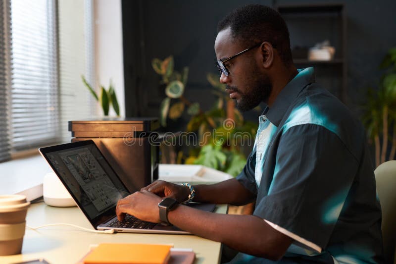 Designer Working on Laptop in Office Stock Photo - Image of laptop ...