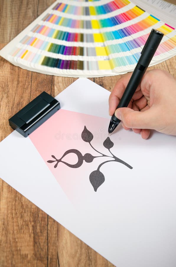 Designer Working with Modern Digitized Pen Stock Image - Image of ...