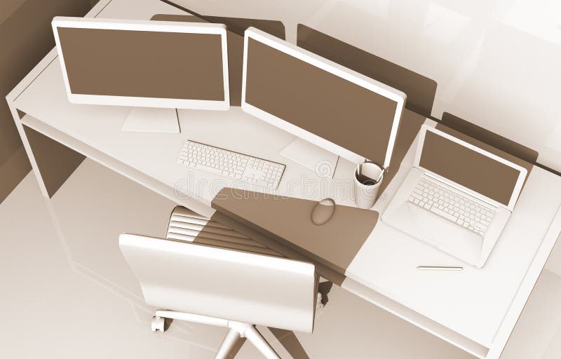 Designer Workstation Concept Stock Illustration - Illustration of ...