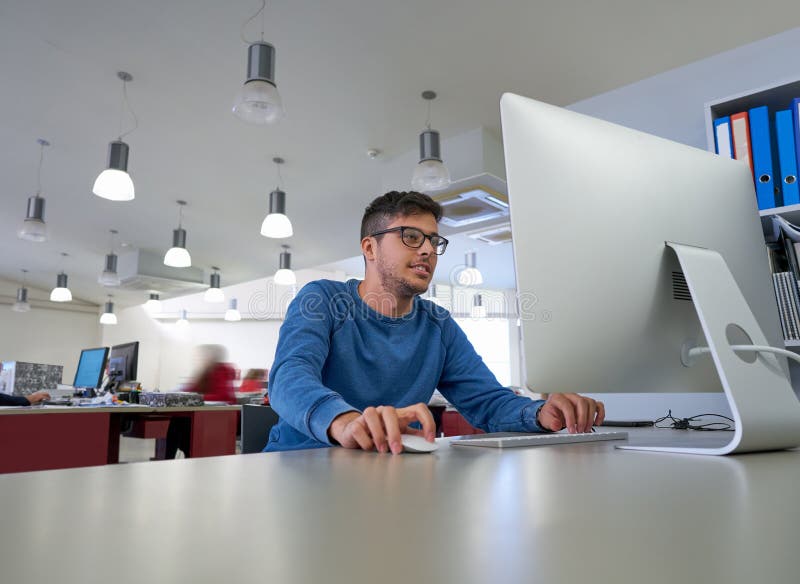 Designer Young Man Working with Computer Stock Photo - Image of career ...