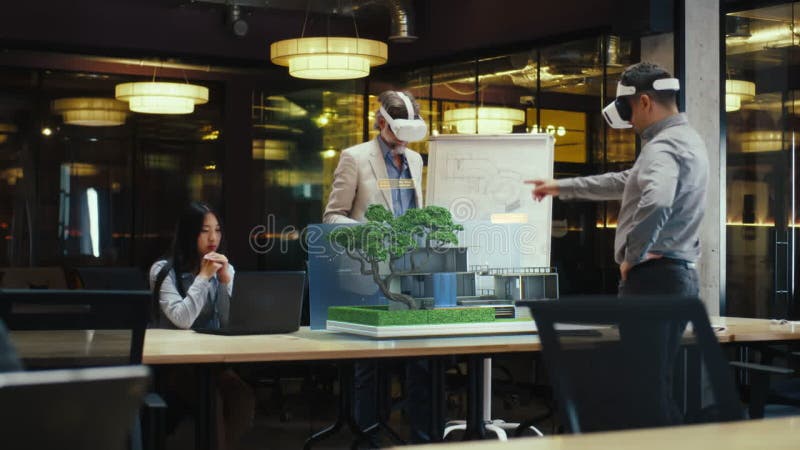 Designers Create Design of Hi-tech House in VR Stock Video - Video of ...