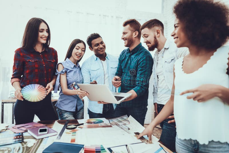 Designers. Different Races. Project. Landscape. Stock Photo - Image of ...