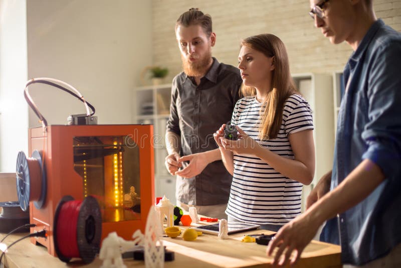 Designers Discussing 3D Printing in Studio Stock Photo - Image of ...