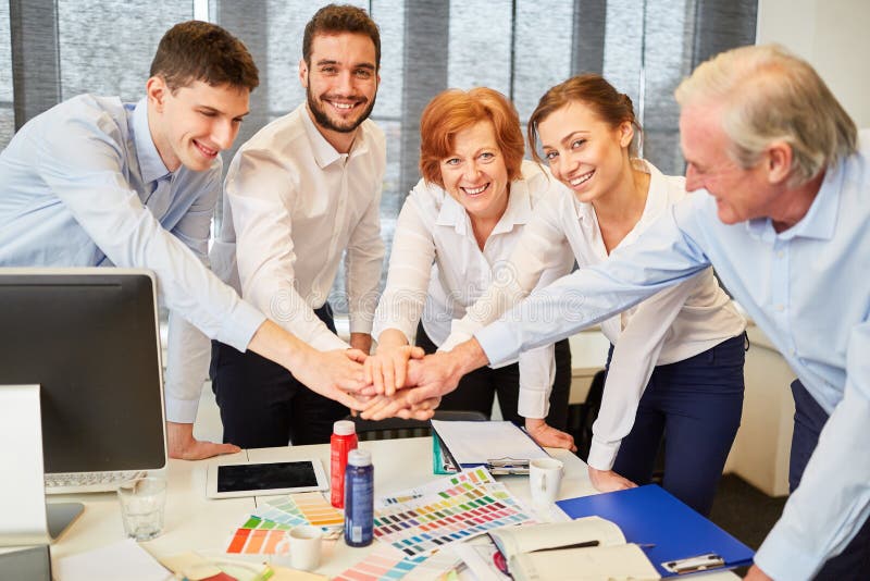 Designers in Start-up Team Stacking Hands Stock Image - Image of ...