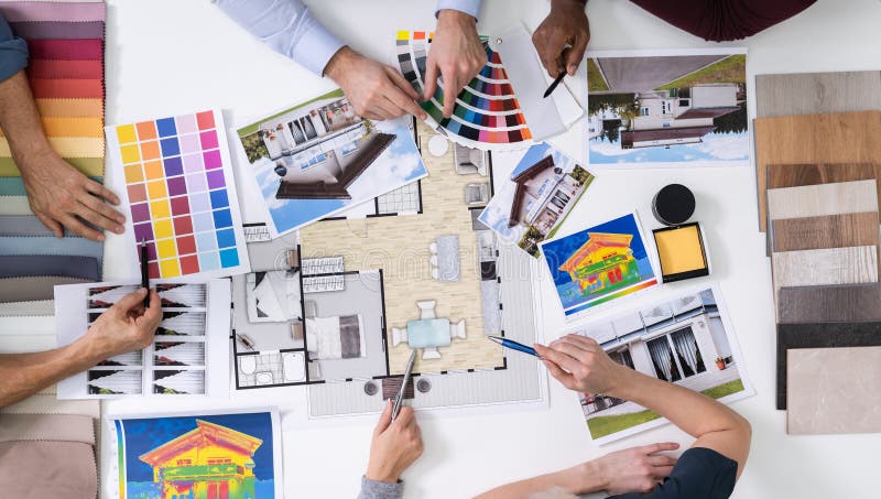 Designers Working on Color Selection for House Stock Image - Image of ...