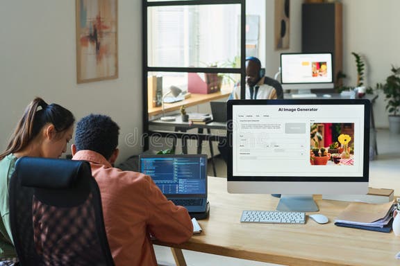 Designers Working in Front of Computer Stock Photo - Image of graphics ...