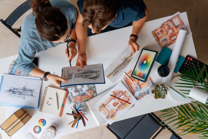 Designers Working in Studio Stock Image - Image of drawing, creativity ...
