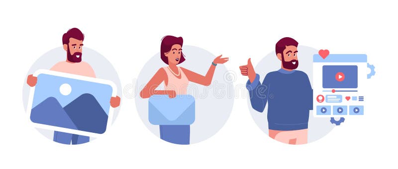 Designers Working on Website or Application Isolated Round Icons or Avatars. Ui Ux Design and ...