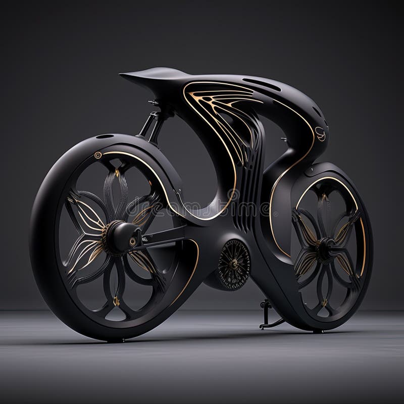 Designing a Black Bicycle. Generative AI Stock Illustration ...