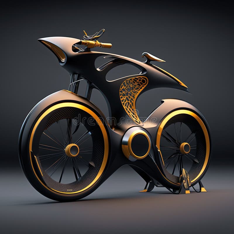 Designing a Black Bike. Generative AI Stock Illustration - Illustration ...