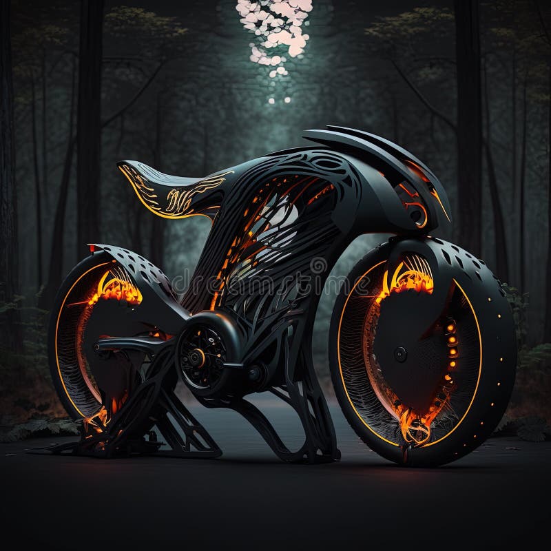 Designing a Black Bike. Generative AI Stock Illustration - Illustration ...