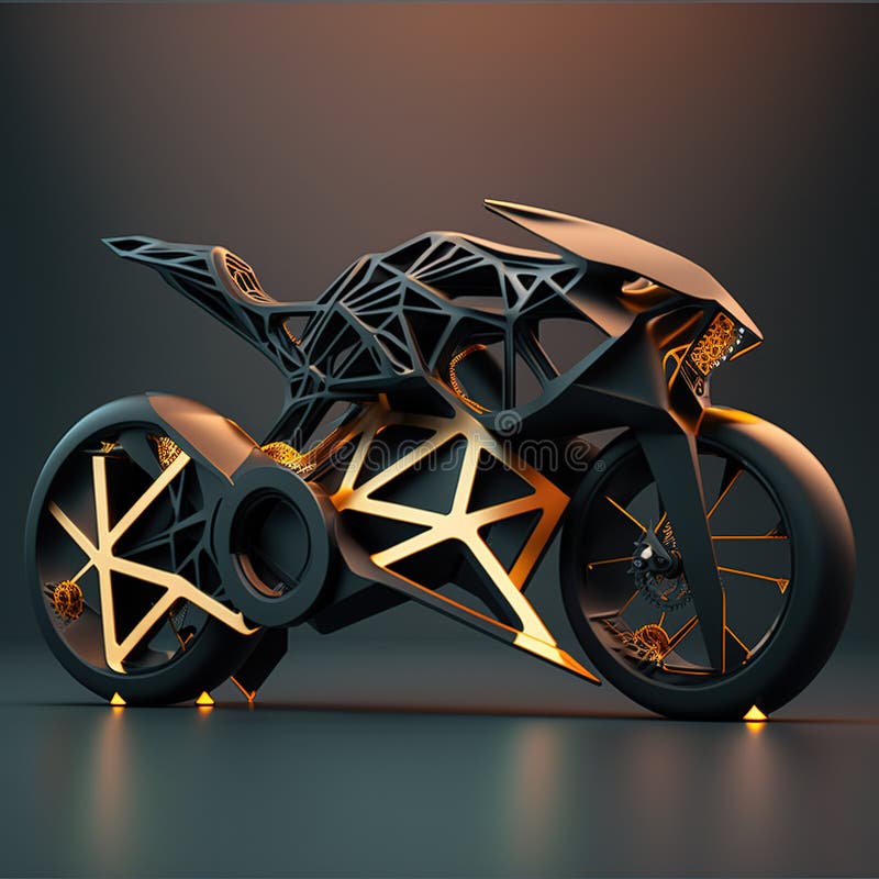 Designing a Black Bike. Generative AI Stock Illustration - Illustration ...