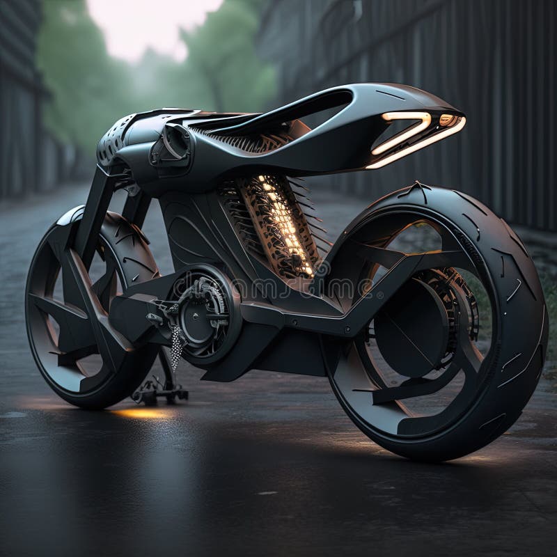 Designing a Black Bike. Generative AI Stock Illustration - Illustration ...