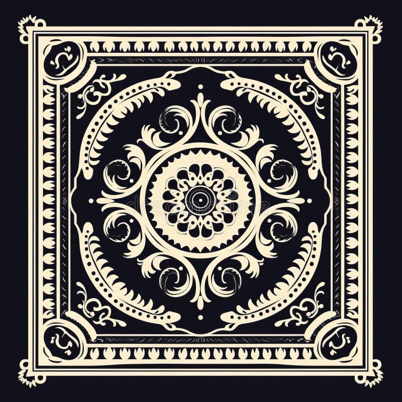 Designing a Black and White Rug Vector Stencil Template Stock ...