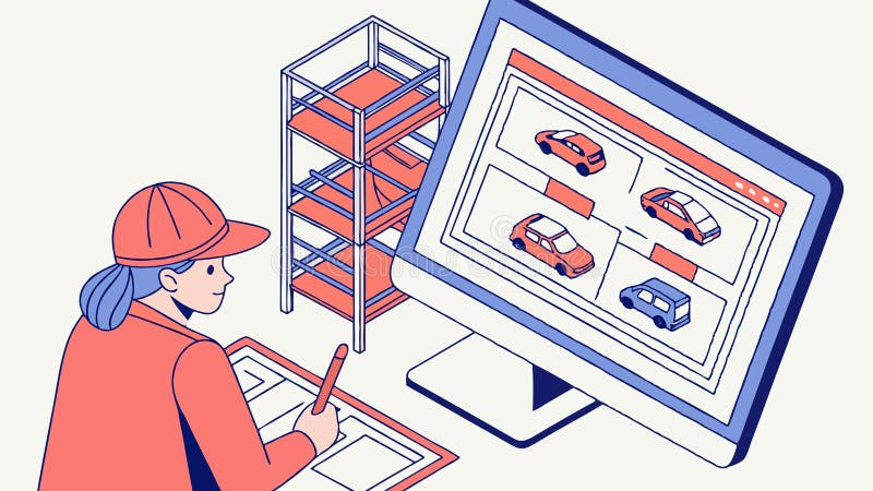 Designing Car Models on Computer for Automotive Engineering, Vector ...