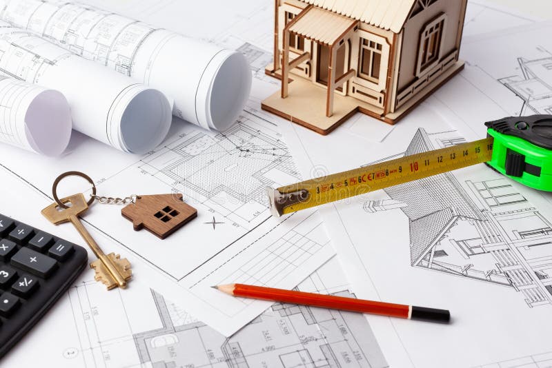 Designing a Civil Construction, Private House. Copy Space Stock Photo ...