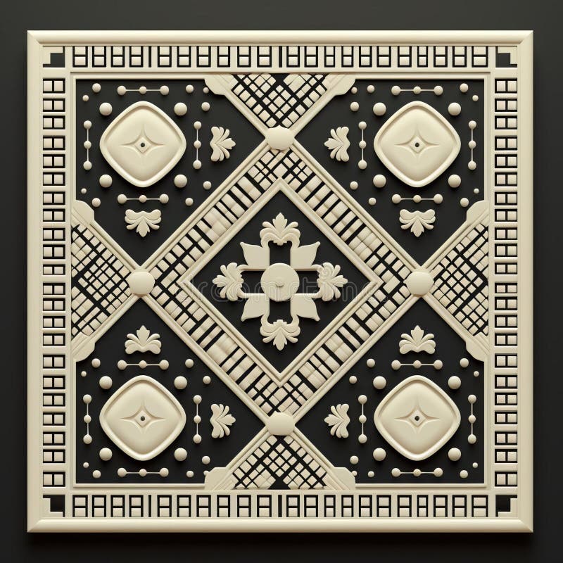 Designing a Damask Pattern with Alternating Ivory Squares Grid Stock ...