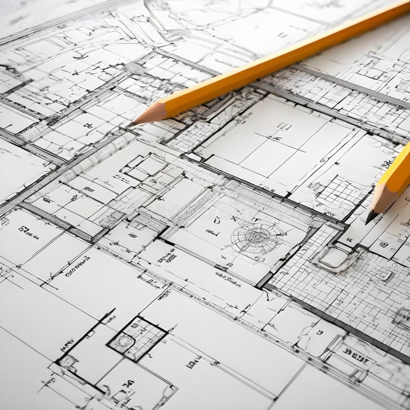 Designing the Future: Architect S Sketch of Building Project Stock ...